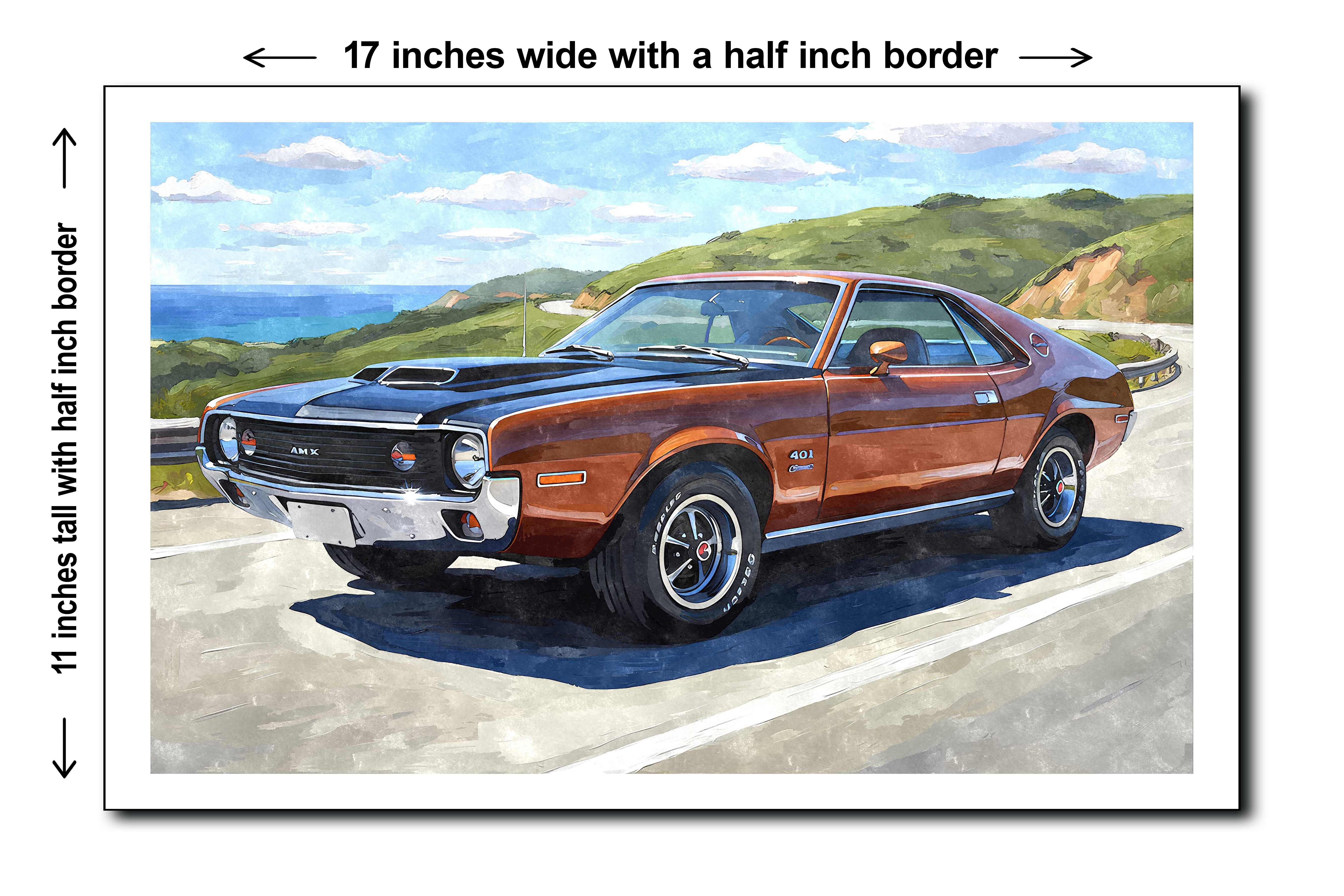 1970 AMC AMX 4 - 11x17 Poster Art Print | eBay